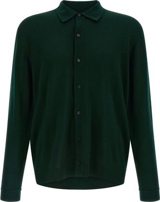 Roberto Collina Homme, Pulls, Vert, Taille: XL Merino Wool Cardigan