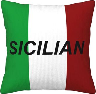 AOOEDM Sizilianisch auf Italienischer Flagge Kissen Kord Kissenbezug quadratisch dekorative Kissenbezüge optional mit Kissen