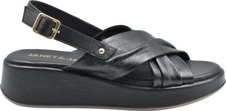 Janet & Janet Femme, Chaussures, Noir, Taille: 39 EU Sandales Plates