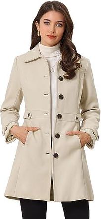 Allegra K Manteau dhiver classique avec poches pour femme, beige, S