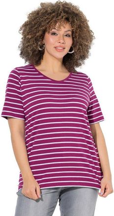 Ulla Popken T-Shirt T-Shirts 2er-Pack uni/Streifen V-Ausschnitt