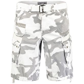 Geographical Norway Herren Cargoshorts - Kurze Hose aus Baumwolle, Sommer-Bermuda mit Gürtel, Größen S-5XL Brandiing- Production (Medium, CAMO Weis)