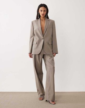 Mango Sol - Weite, elegante Hose in Beige und Blau gestreift, Kombiteil-Neutral