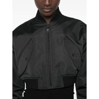 Balenciaga Cropped Polyester Bomber Jacket - Black