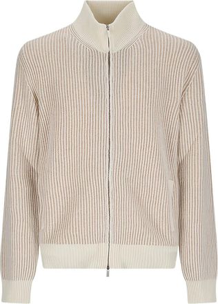 Lardini cardigan zippé à rayures - Tons neutres