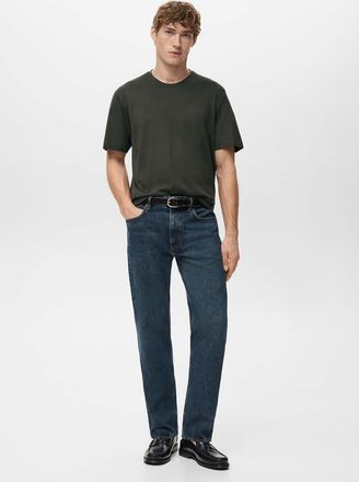 Mango T-shirt 100 % coton regular-fit chocolat - Homme - XXL - MANGO MAN