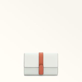 Furla Grazia Kompaktes Portemonnaie M Panna Weiß Weiches Roma-kalbsleder Mit Colourblock + Genarbtes Kalbsleder Damen