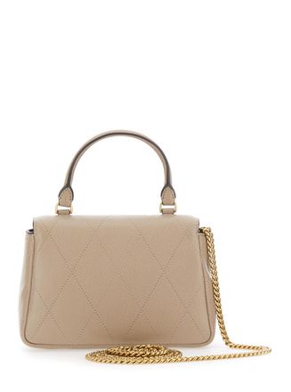Tory Burch Womens Mini Charlie Bag With Chain Strap - Beige Cow Leather