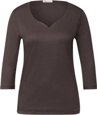Street One Femme, Blouses et Chemises, Brun, Taille: 44 FR T-shirt &agrave; manches longues en coton