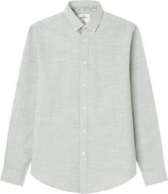 Springfield Herren Camisa Cotton Slub Basic Hemd, Grün, Standard, M