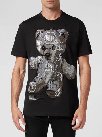 Philipp Plein T-shirt en coton avec imprim&eacute; Teddy Bear, monogramme et strass