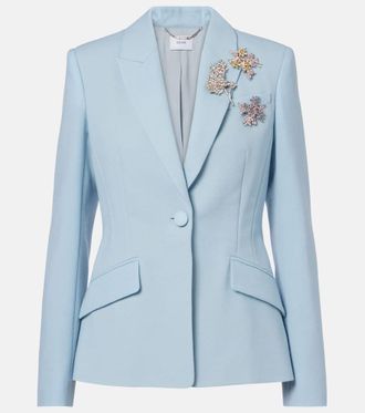 Erdem Blazer en cr&ecirc;pe de laine vierge &agrave; ornements