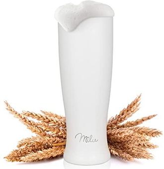 Milu chope de bi&egrave;re acier inoxydable | Verre &agrave; bi&egrave;re blanche isolant reste fra&icirc;che | Tasse &agrave; boire avec couvercle amovible | cadeau pour hommes (500ml, Bla