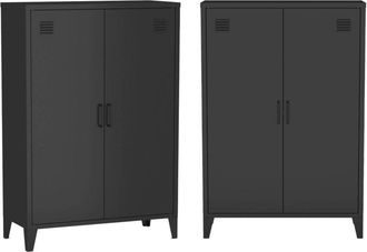 Sweeek 2er-Set Kommoden/Schr&auml;nke aus Metall mit 2 T&uuml;ren