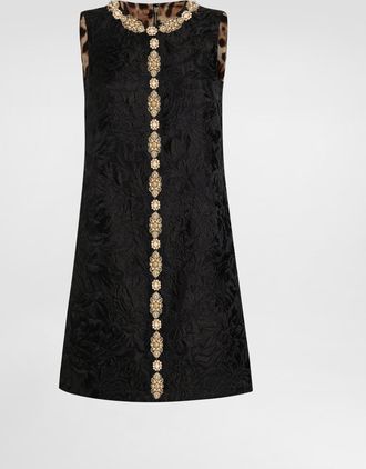 Dolce & Gabbana Brokatkleid Mit Pfingstrosenmotiv - Frau Kleider Schwarz 44