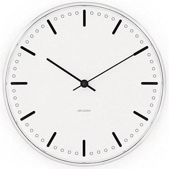 Arne Jacobsen Wanduhr &Oslash;21 cm City Hall d&auml;nisches Design aus Aluminium, Weiss, Wei&szlig;