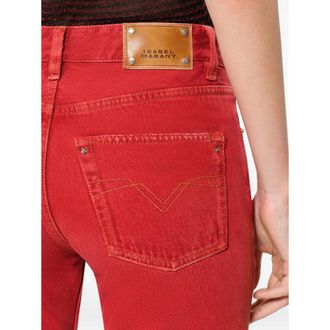 Isabel Marant Frayed Hem Cotton Trousers - Red