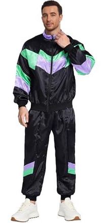 Feoya Surv&ecirc;tement 2 pi&egrave;ces pour homme - Style vintage des ann&eacute;es 80 et 90 - Hip Hop Disco - Pour f&ecirc;te, carnaval, Halloween, festivals de musique - Pour adul