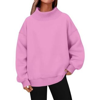 Generic Sweat-shirt pour femme - Couleur unie - Haut surdimensionn&eacute; - Col rond - Manches longues - Automne - Hiver - D&eacute;contract&eacute; - Confortable - Tendance - Co