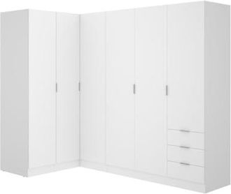 Vente-Unique Armoire dangle 6 Portes et 3 tiroirs - L213 cm - Blanc - LISTOWEL