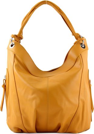 modamoda.de Z18 - ital Damenhandtasche aus Leder/Nappaleder, Farbe:Senfgelb