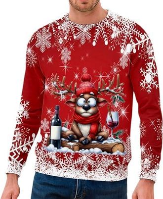 Generic Pull de No&euml;l homme Pull de No&euml;l moche avec motif de No&euml;l Pull sans manches de No&euml;l cool Christmas Sweater Chemise de No&euml;l Pull en tricot Xmas, 5XL