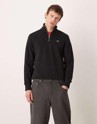 GANT Sweatshirt in Schwarz mit kurzem Rei&szlig;verschluss-Wei&szlig;