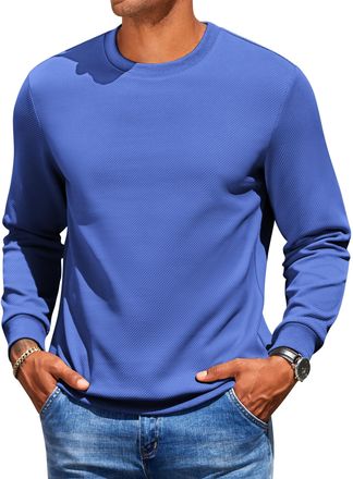 Coofandy Sweatshirt Herren Ohne Kapuze Crew Neck Sweatshirt mit Rundhals Longsleeve Pullover Winter Pulli Männer Pullover Sweatshirts für Herren Navy Blau 3XL