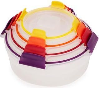 Joseph Joseph Nest Lock Set de Boîtes Alimentaires Ronds 4 Pièces, Empilable, Couvercles Hermétiques, Sans BPA, Multi-Taille