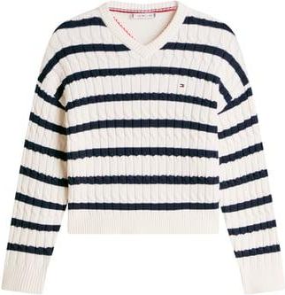 Tommy Hilfiger Pull &agrave; col V torsad&eacute; en coton