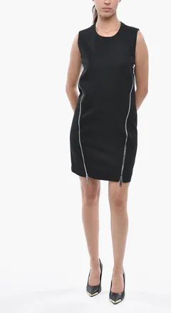 Dsquared2 &Auml;rmelloses Kleid aus Schurwollmischung mit Frontrei&szlig;verschluss Dsquared2