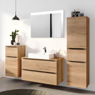 Nobilia home24 Badezimmerset MYBA XXIII 4-teilig 190cm Braun/Eiche Dekor