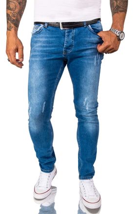 Rock Creek Herren Jeans Hose Wei&szlig; Slim Fit Stretch Jeans Herrenjeans Herrenhose Denim Stonewashed Weisse Herren Jeans RC-2163 Blau W40 L34
