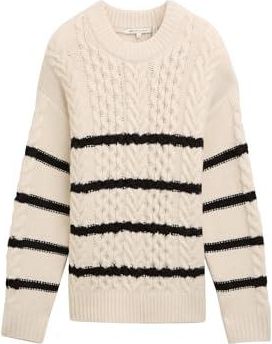Tom Tailor Denim TOM TAILOR Denim 1043979 Pull-Over, 36614-beige Black Stripe, M Femme
