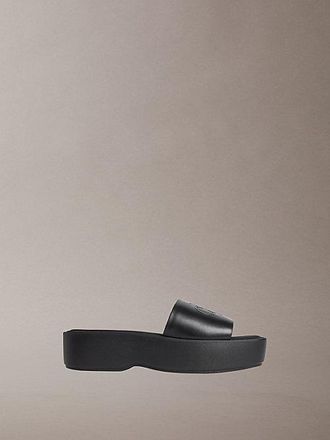 Calvin Klein Amelia - Plateau-slippers Aus Leder - Triple Black - Damen - EU 36