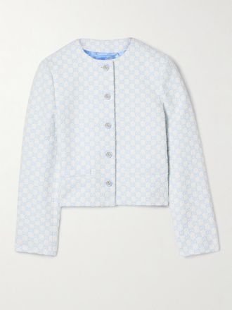 Gucci Verkürzte Jacke Aus Bouclé-tweed Aus Einer Baumwollmischung Mit Jacquard-muster - Weiß