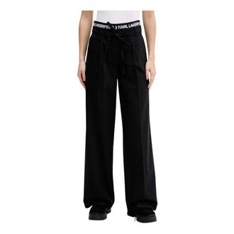 Karl Lagerfeld Pantalon Large &agrave; Cordon de Serrage - Femme - Pantalons - Noir - Taille: 36 FR
