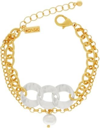 Dansk Copenhagen Audrey Chunky 2-Tone Pearl Armband - - Accessories - Damen - Gelb - ONE SIZE