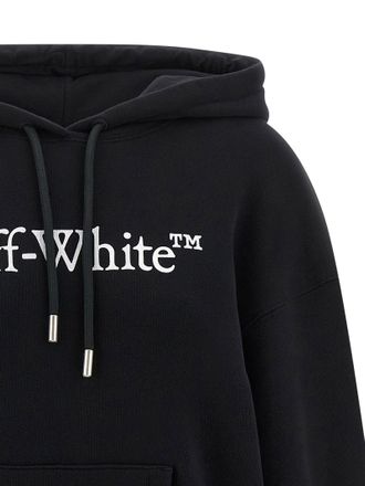 Off-white Logo-Print Brushed Cotton Hoodie - Black