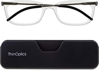 ThinOptics Lunettes De Lecture Ultra-minces +2.0 - Étui De Téléphone Magnétique - Montures Claire - Lunettes De Lecture Unisexes Pour Hommes Et Femmes
