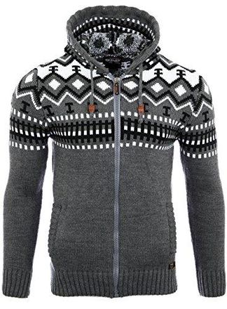 Reslad Pull dhiver en gros tricot norv&eacute;gien pour homme avec capuche RS-3104, anthracite, XL