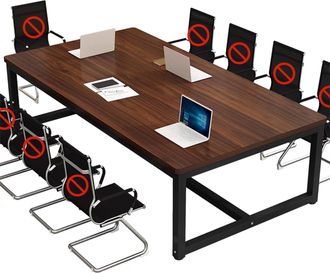 Generic Kompakter Schulungstisch, Kleiner Konferenztisch f&uuml;r 6 Personen, Business-Seminartisch aus Holz mit stabilem Metallrahmen f&uuml;r kleine R&auml;ume