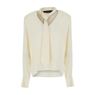 Federica Tosi V-Ausschnitt Langarmshirt - - Blouses & Shirts - Damen - Wei&szlig; - L