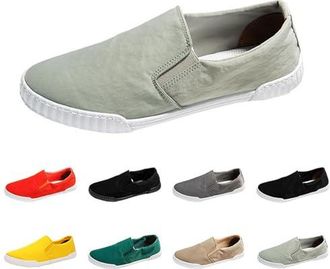 Generic Baskets basses en toile pour homme - Respirantes - Mocassins plats - Doux et confortables - Espadrilles classiques - Mocassins - Chaussures de sport -