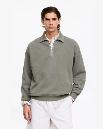 Arket Sweatshirt Mit Halbem Rei&szlig;verschluss -Grau