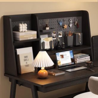 Generic Schreibtischregal de Holz, Aus Hochwertigem Holz Gefertigt mit Verdickten Platten Stabil und Langlebig, Desk Shelf for Home Office Dorm(Black,115)