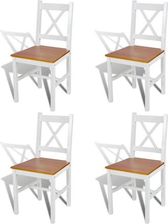 vidaXL Vidaxl - Chaises &agrave; manger lot de 4 blanc bois de pin