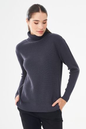 ORGANICATION Damen vegan Rollkragenpullover Dunkelgrau