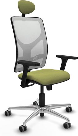 Piqueras y Crespo Gr&uuml;ner Schreibtischstuhl mit 3D-Armlehnen, h&ouml;henverstellbarer Lendenwirbelst&uuml;tze und festem Kopfteil, ausgestattet mit 3-fach verstellbarem Sinkro-Sch