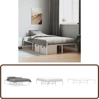 vidaXL Vidaxl - Cadre de lit métal blanc 120x190 cm - Cadre De Lit - Lit Double - Lit Metal - Lit Blanc - Meuble Chambre